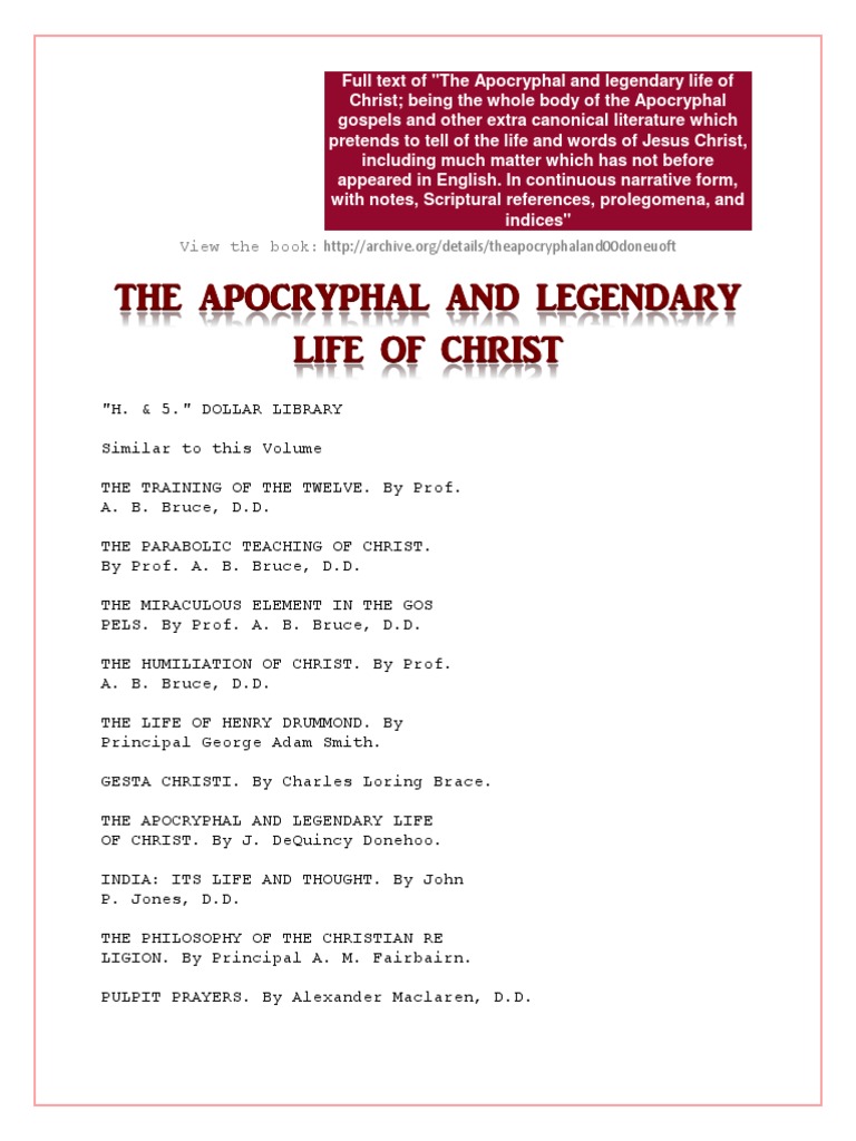 The Apocryphal and Legendary | PDF | Apocrypha | Gospels