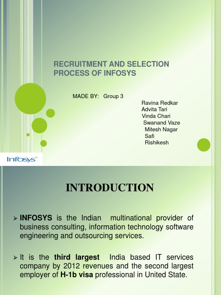 Recruitment and Selection Process of Infosys | PDF | Employee Stock ...