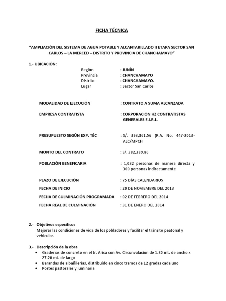 Ficha Técnica Obras | PDF | Componentes | Elementos arquitectónicos