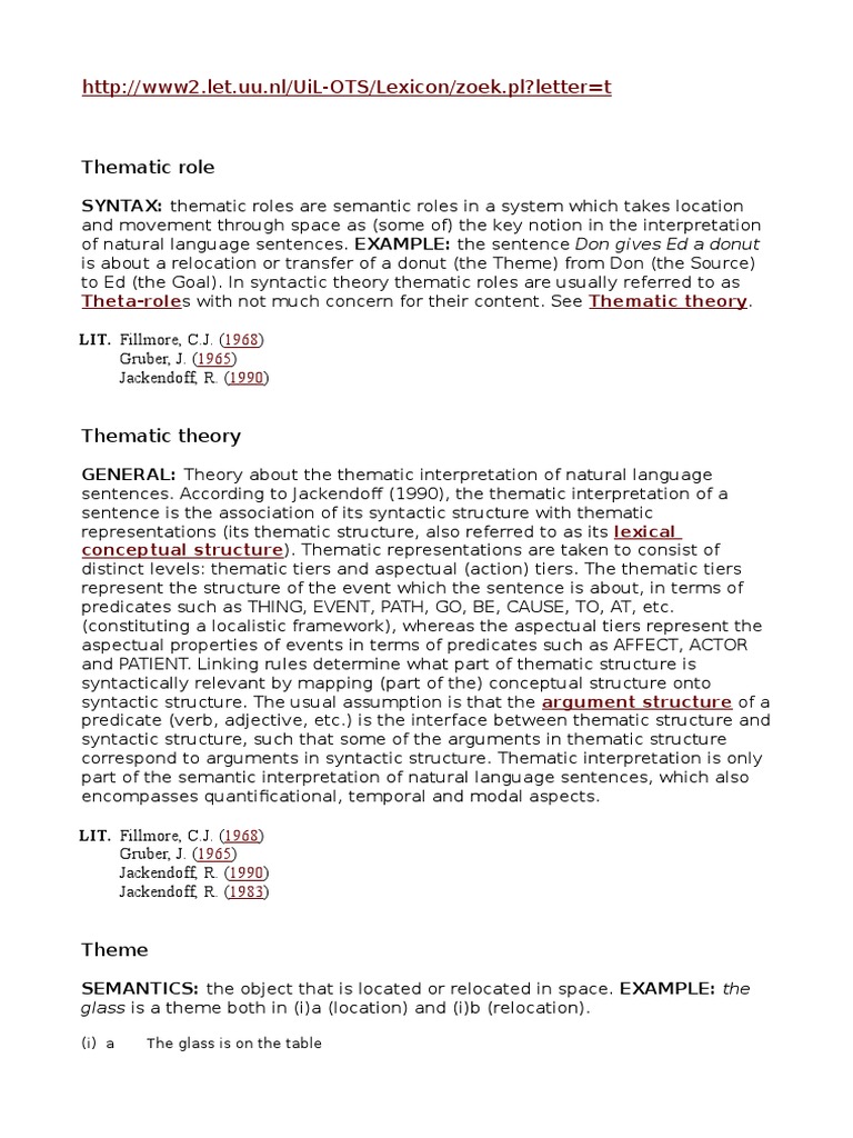 Thematic Roles | PDF | Semantics | Rules