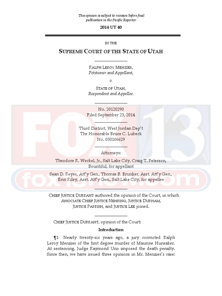 Utah Supreme Court Opinion On Menzies | PDF | Summary Judgment ...
