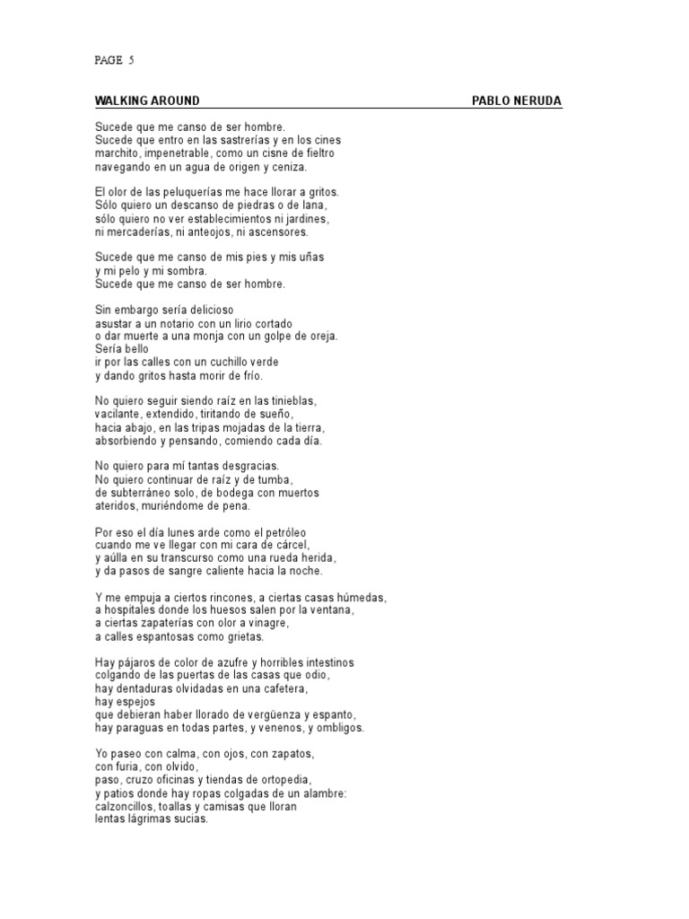 Análisis Walking Around | PDF | Poesía | Metro (poesía)