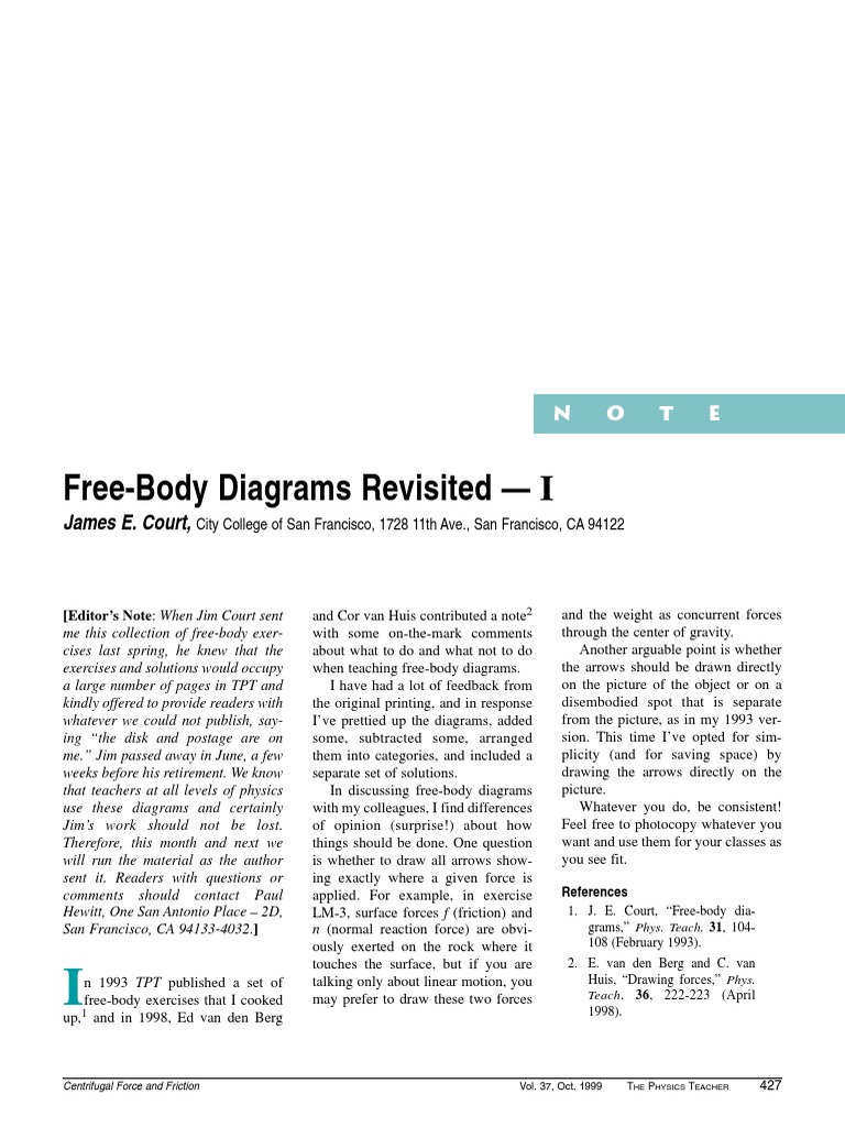 Free-Body Diagram Revisited I | PDF