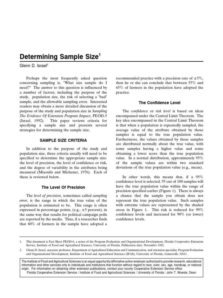 Sample Size | PDF | Sample Size Determination | Confidence Interval