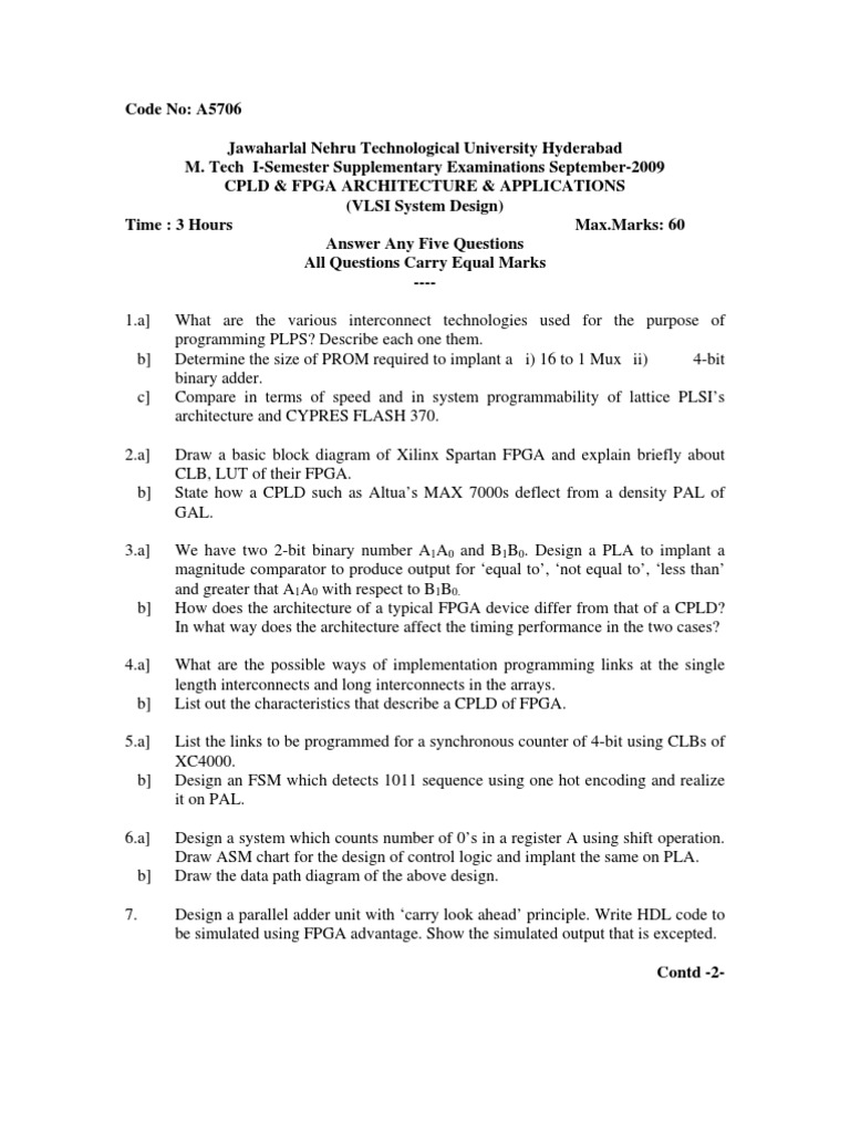 M.tech CPLD & Fpga Architecture & Applications | PDF | Field Programmable Gate Array ...