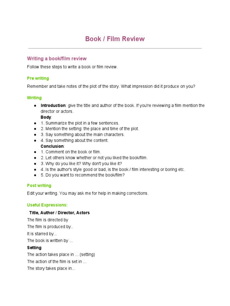 Writing Book and Film Reviews | PDF | Language Arts & Discipline | Home ...