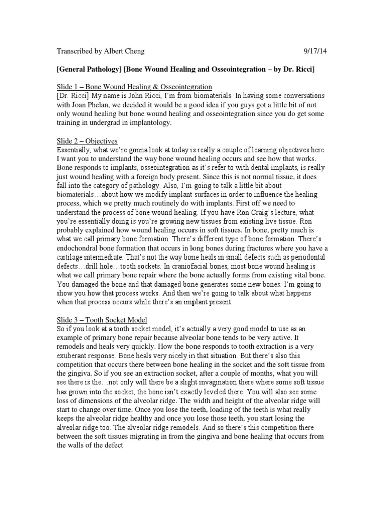 21: Bone Wound Healing and Osseointegration | PDF | Healing | Bone