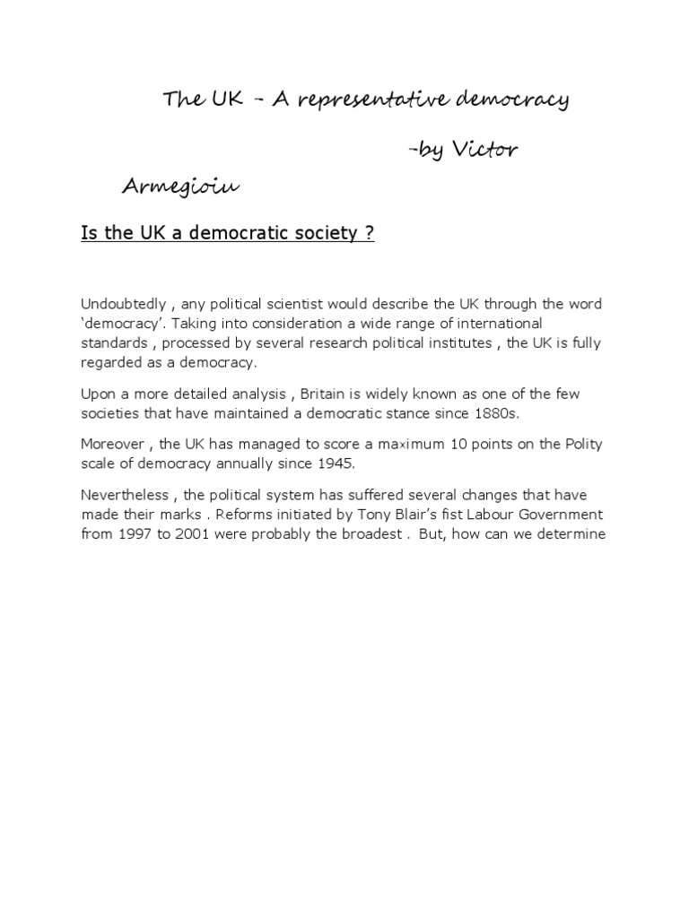 The UK - A Representative Democracy - by Victor Armegioiu | PDF ...