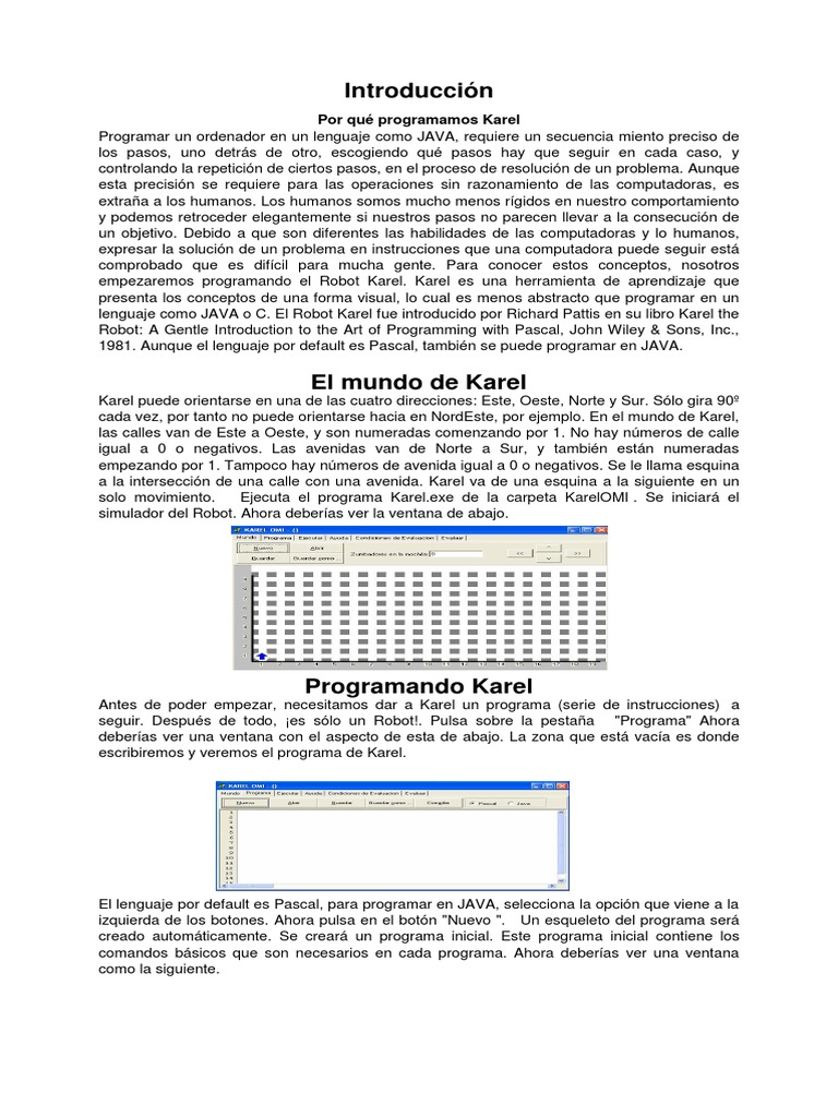 Introducción Karel | PDF | Programa de computadora | Programación