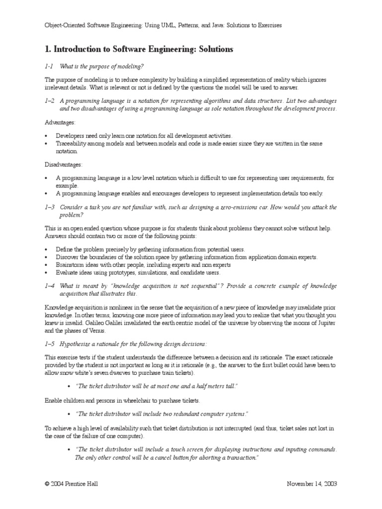 Object-Oriented Software Engineering Using UML, Patterns, and Java (3rd Edition) Solution Manual ...