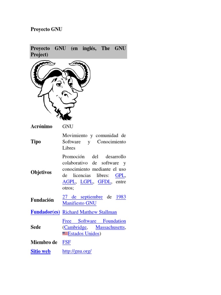 Proyecto Gnu | PDF | Software libre | Ingeniería Informática