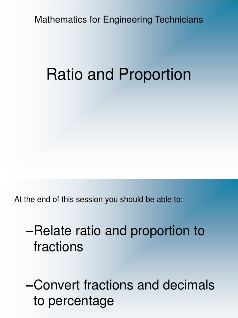Ratio and Proportion: Mathematics For Engineering Technicians | PDF ...
