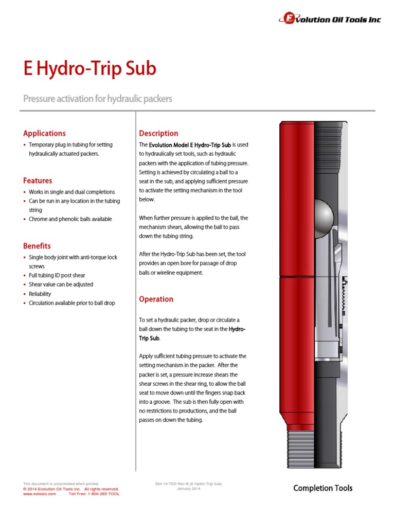 E-Hydro Trip Sub Technical Datasheet | PDF | Equipment | Mechanical Engineering