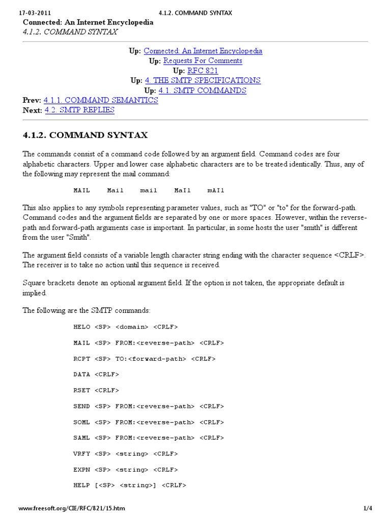 SMTP Commands | PDF | Parameter (Computer Programming) | Ascii