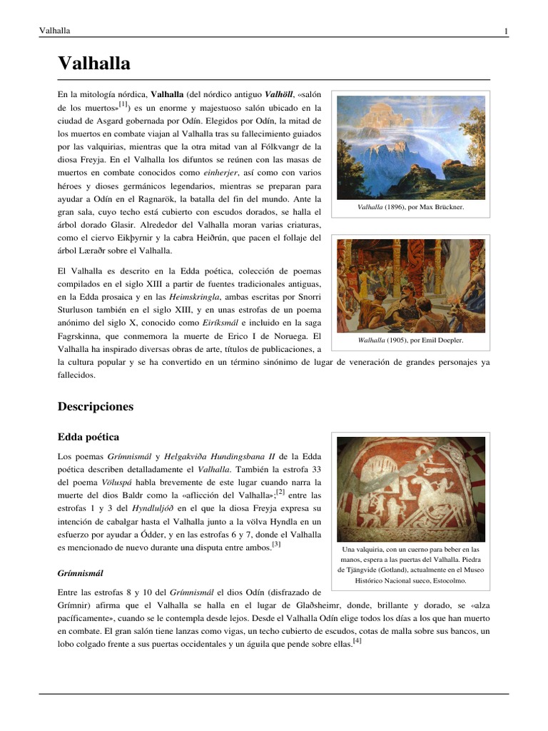 Valhalla | PDF | Paganismo nórdico | Mitología nórdica