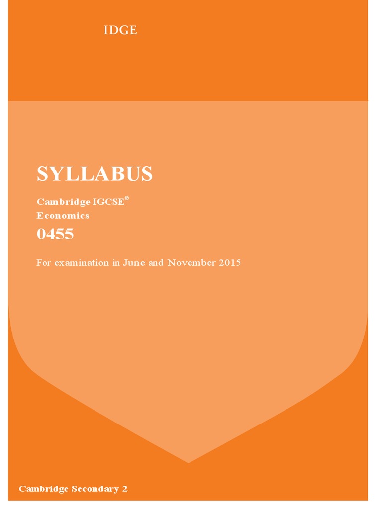 Syllabus: Cambridge IGCSE Economics | PDF | Perfect Competition | Economics