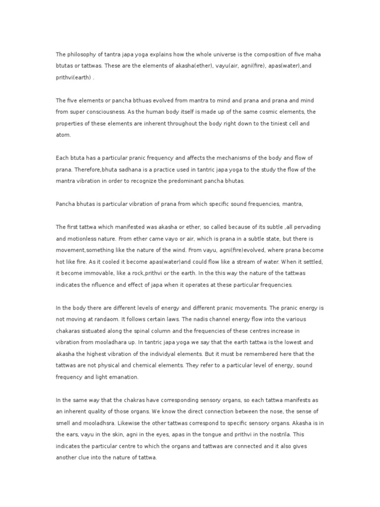 The Pancha Bhutas or Pancha Tattwas of Tantra | PDF | Prana | Chakra