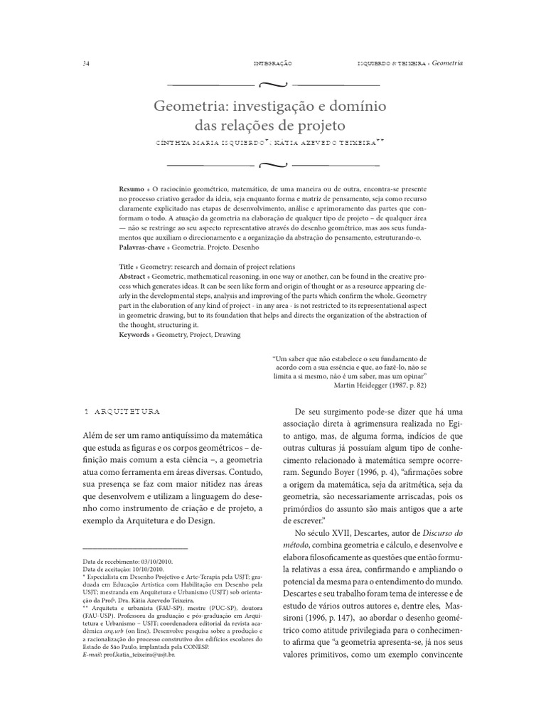 Geometria: Investigação e Domínio Das Relações de Projeto: Cínthya ...