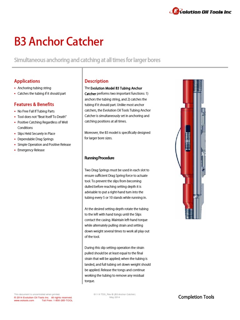 B3 Anchor Catcher Technical Datasheet | Anchor | Mechanical Engineering
