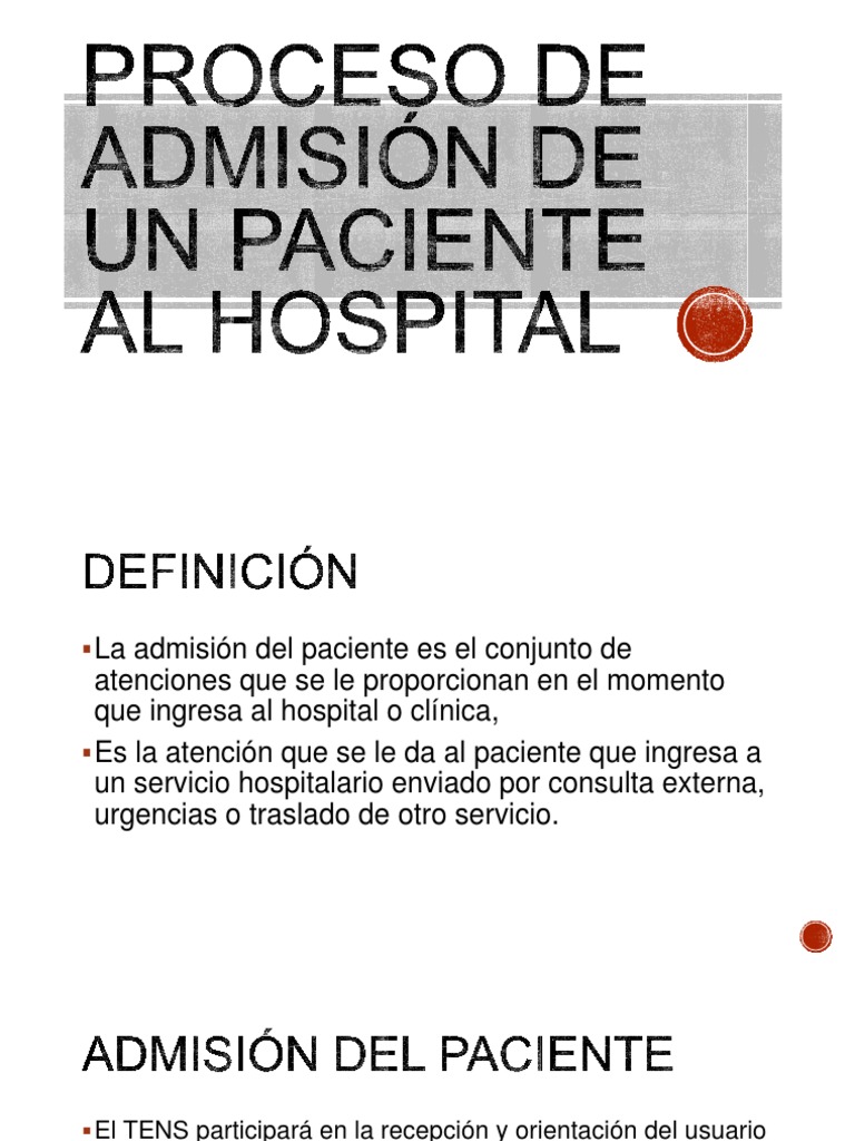 Proceso de Admisión de Un Paciente Al Hospital | Descargar gratis PDF ...