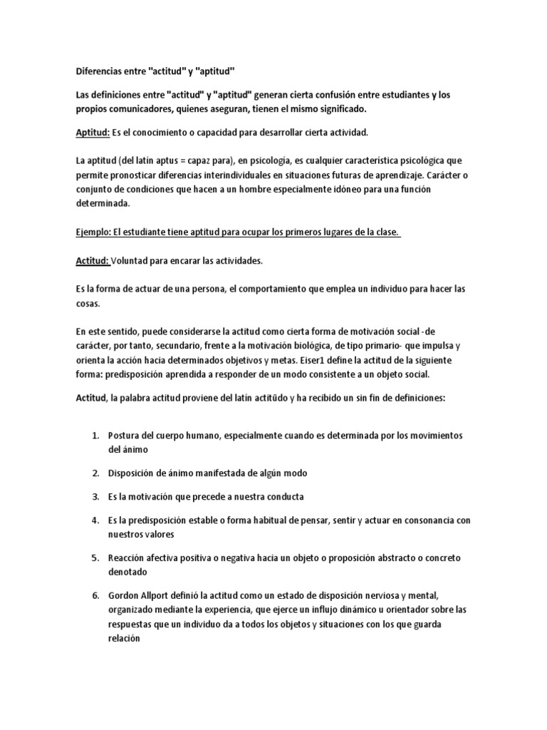 Aptitud y Actitud | PDF | Actitud (psicología) | Motivación