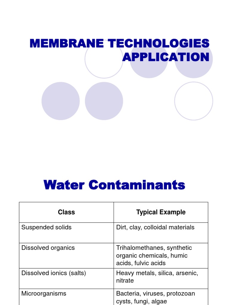 Membrane Technologies and Application Presentasi | PDF | Membrane | Osmosis