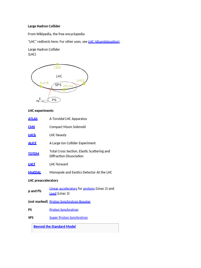 Large Hadron Collider | PDF | Large Hadron Collider | Standard Model