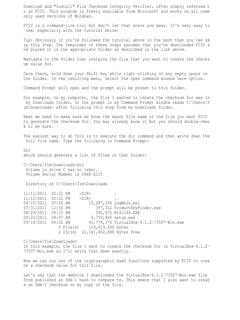 Fciv Windows 10 Hash Werte Von Dateien Berechnen