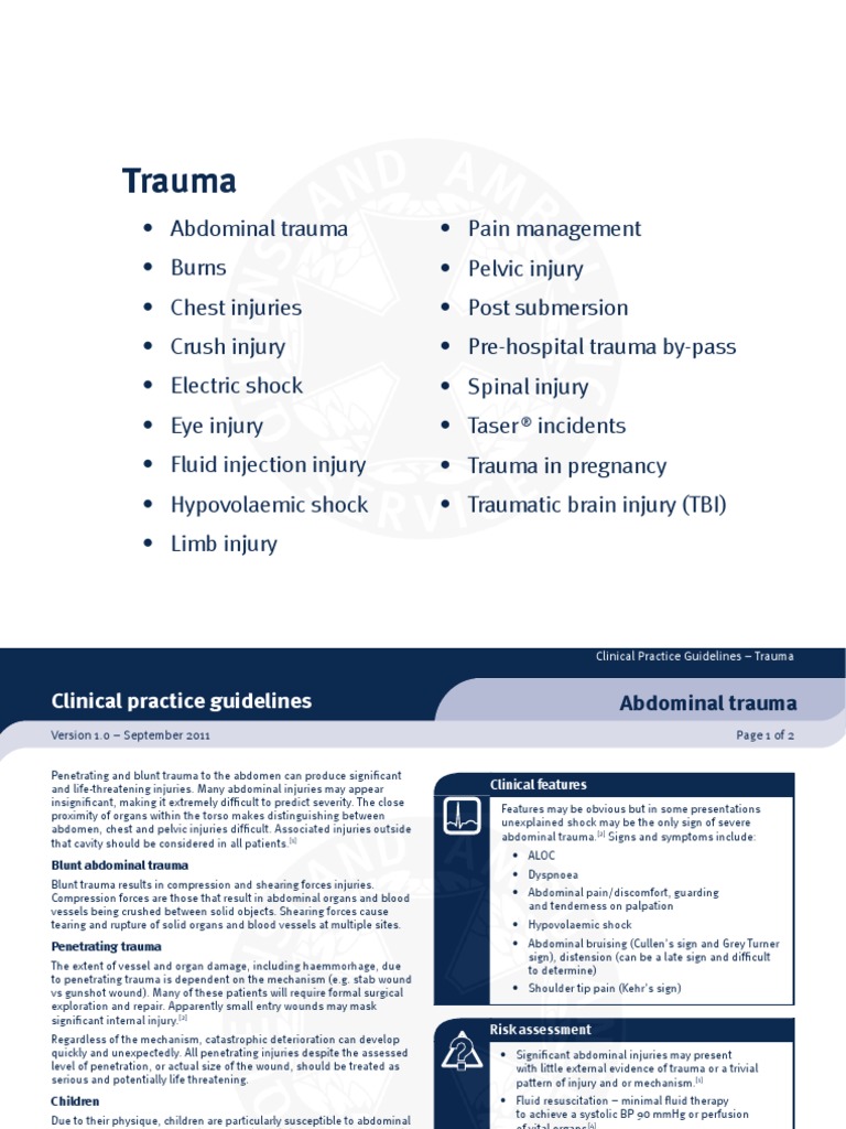 Trauma: Clinical Practice Guidelines - Trauma | PDF | Major Trauma | Burn