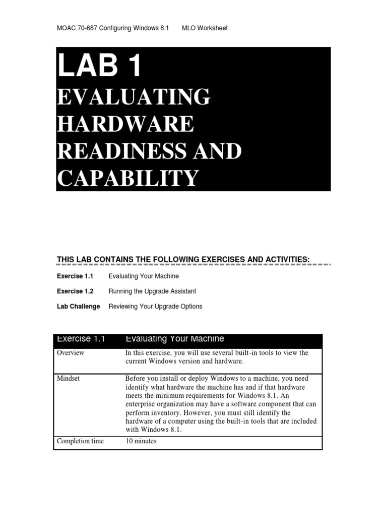70-687 8.1 MLO Worksheet Lab 01 | PDF | Windows 8.1 | Microsoft Windows