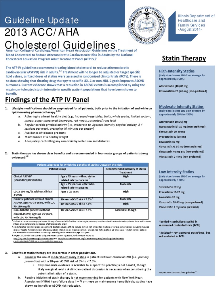ATP IV Handout | PDF | Statin | Cardiovascular Diseases