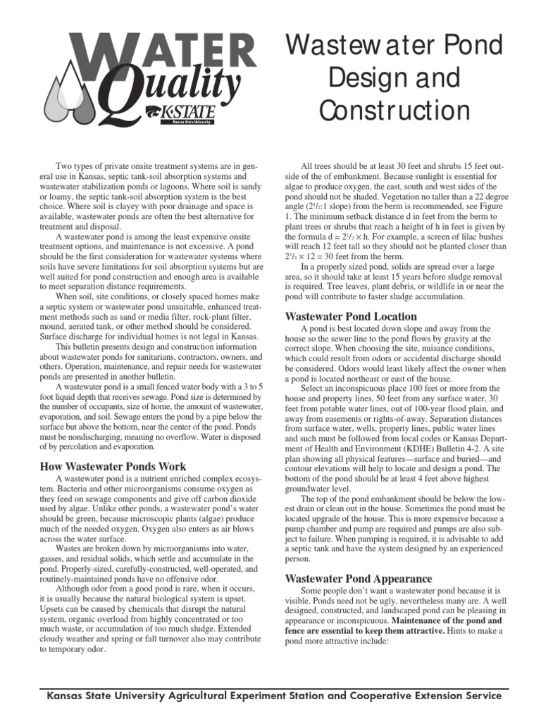 Wastewater Pond Design and Construction | PDF | Sewage Treatment ...