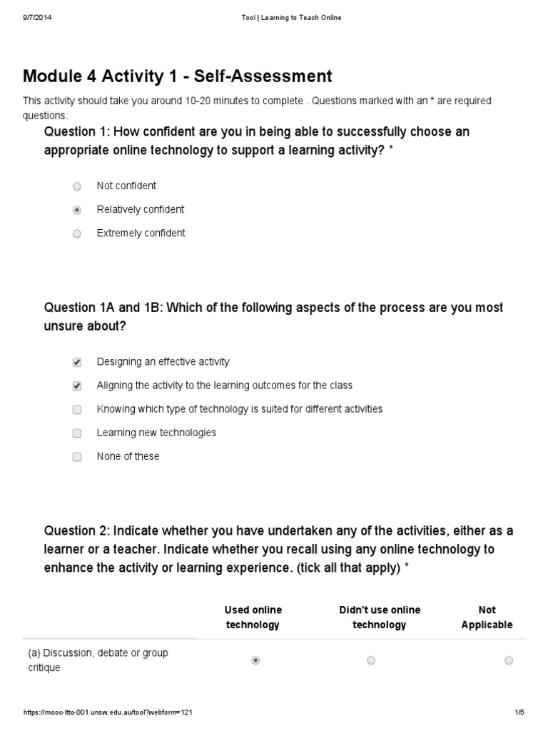 Self-Assessment of Confidence and Interest in Online Teaching Tools and ...
