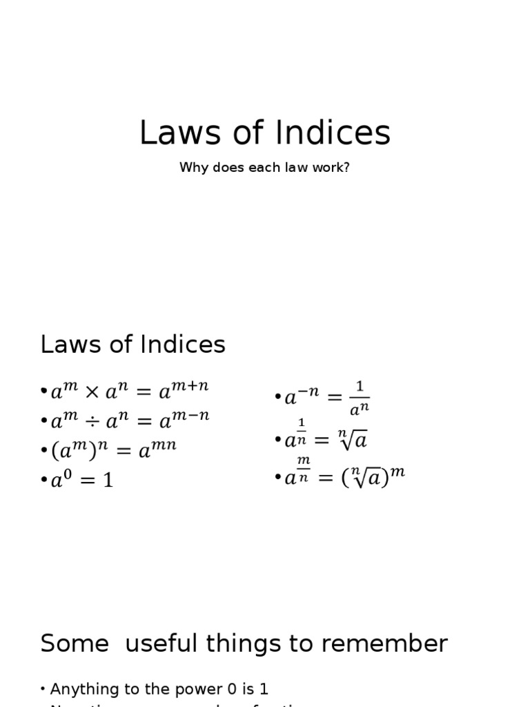 Laws of Indices - Review | PDF