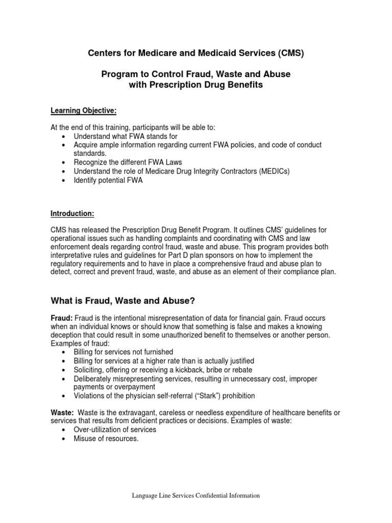 FWA CMS Training (4346) PDF | PDF | Medicare Part D | Medicare (United ...