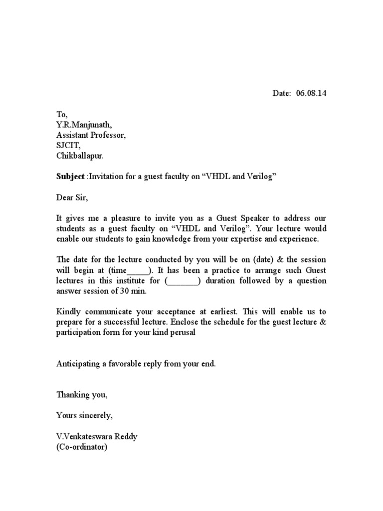 Invitation for Guest Lecture on VHDL | PDF