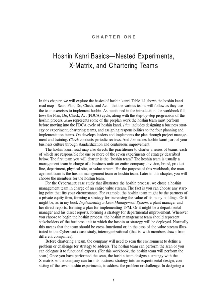 Chapter 1. Hoshin Kanri Basics. Nested Experiments, Xmatrix and ...
