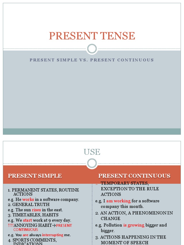 Present Tense | PDF | Verb | Syntactic Relationships