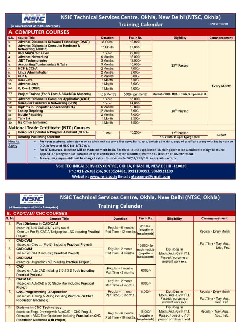 NSIC Technical Services Centre, Okhla, New Delhi (NTSC, Okhla) Training ...