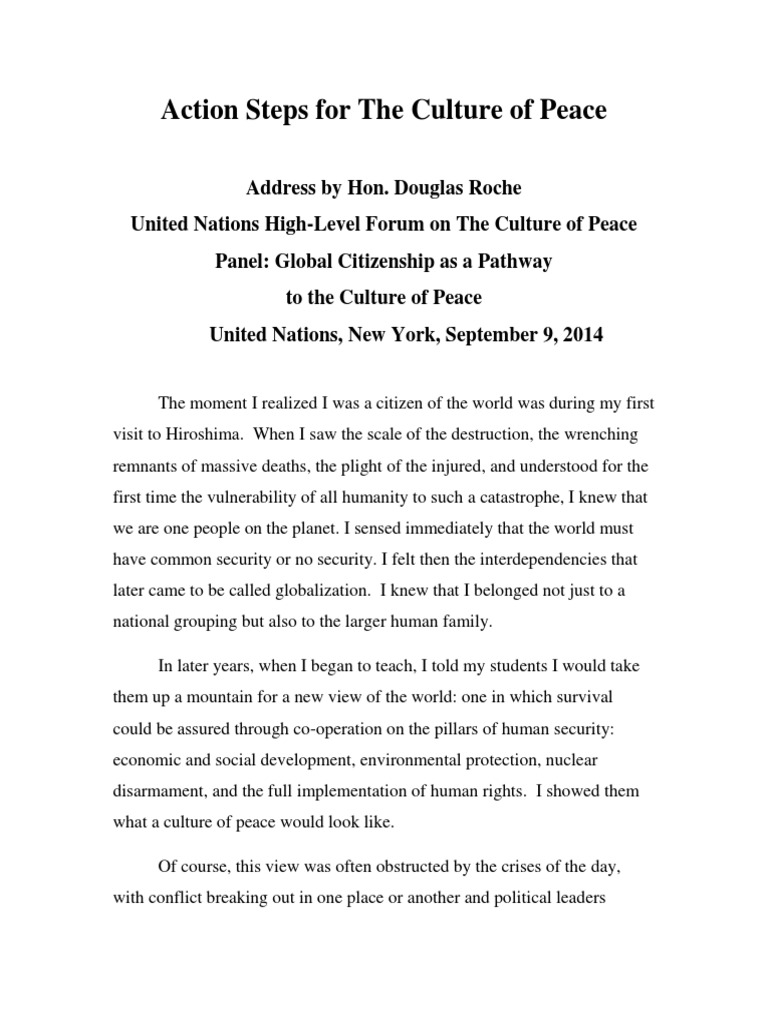 Culture of Peace Speech | Peace | United Nations