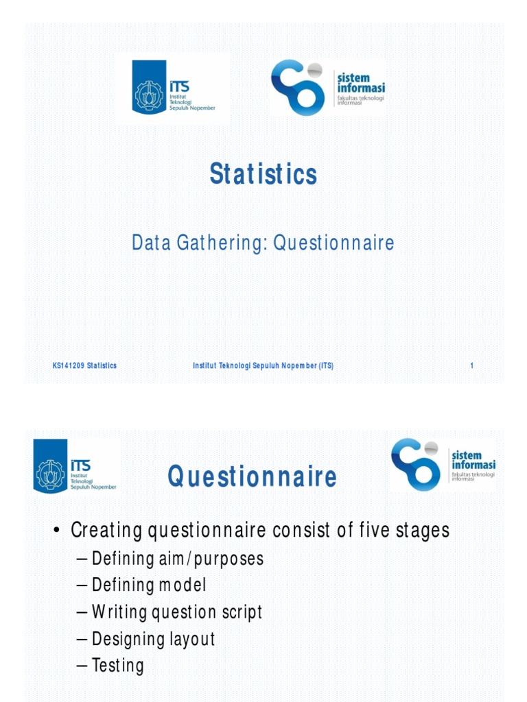Statistics: Data Gathering: Questionnaire | PDF