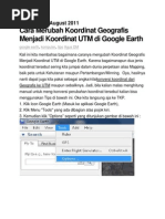 Konversi Koordinat Geografis Ke UTM Dan Sebaliknya | PDF