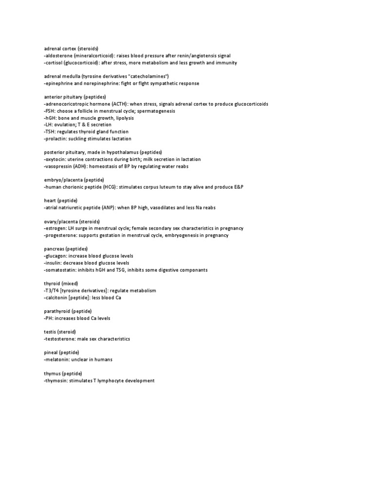 MCAT Hormones Summary | PDF