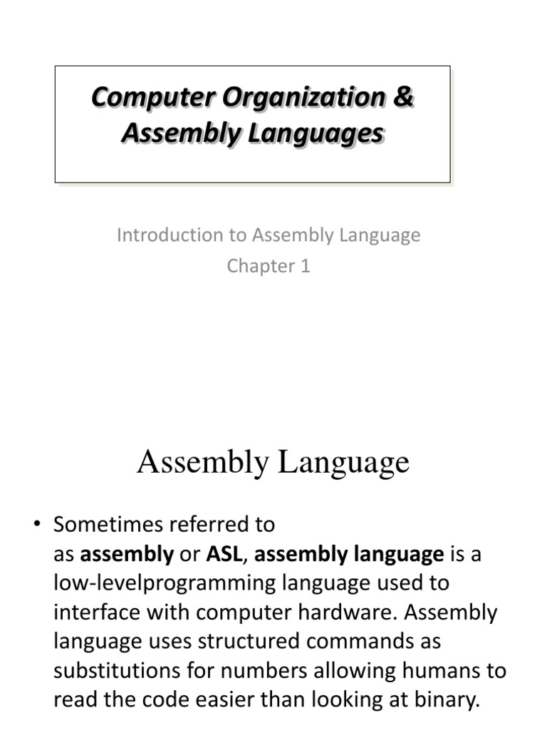 Introduction To Assembly Language (Chapter 1) | PDF | Assembly Language | Computer Program