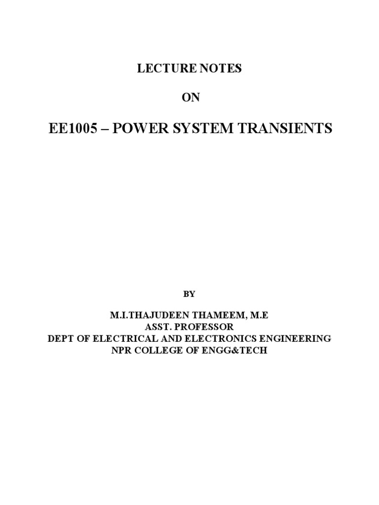 Power System Transients | PDF | Electrical Network | Electric Power System