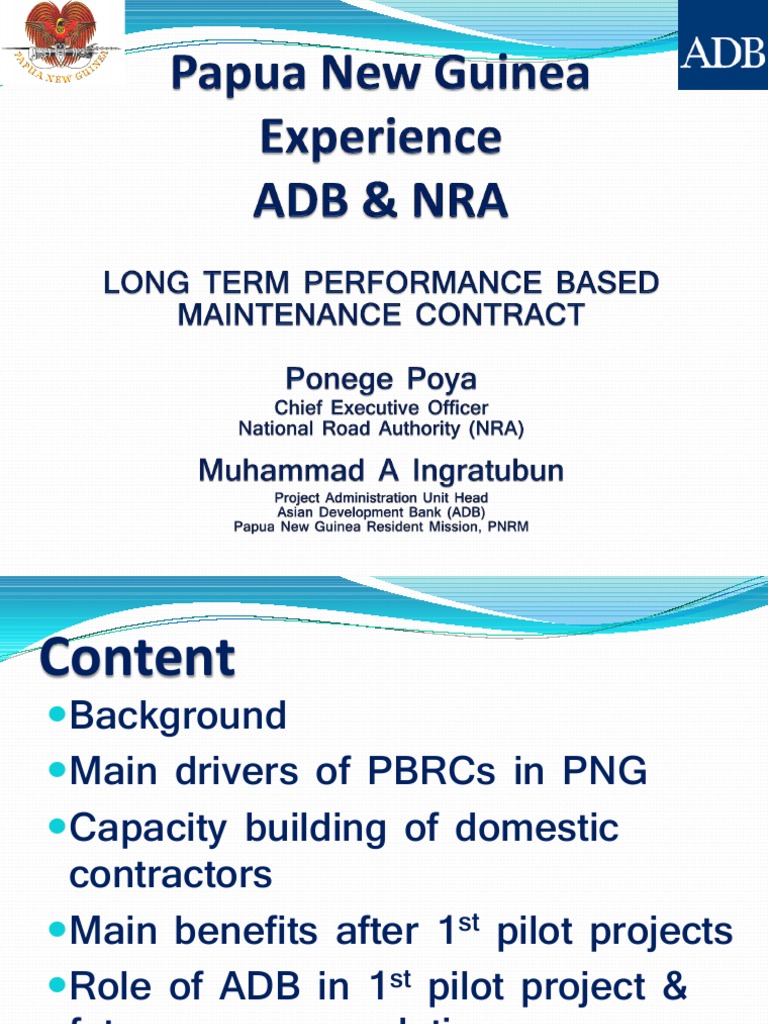 ADBTF14 - C1 PNG Experience On Long Term Performance Based Maintenance ...