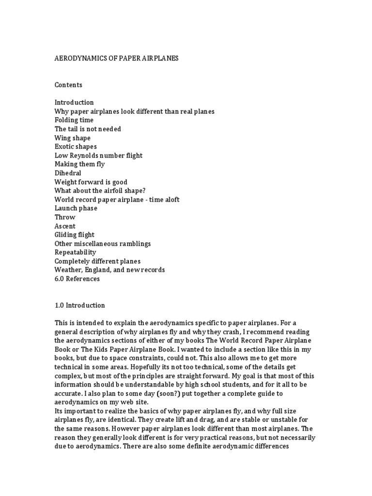 Aerodynamics of Paper Airplanes | PDF | Flight Dynamics (Fixed Wing ...