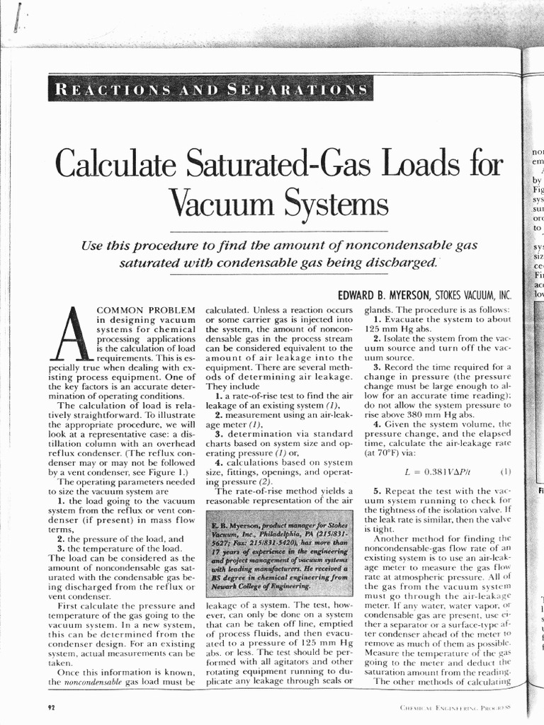 Vacuum System Gas Load Calculations | PDF | Vacuum | Gases