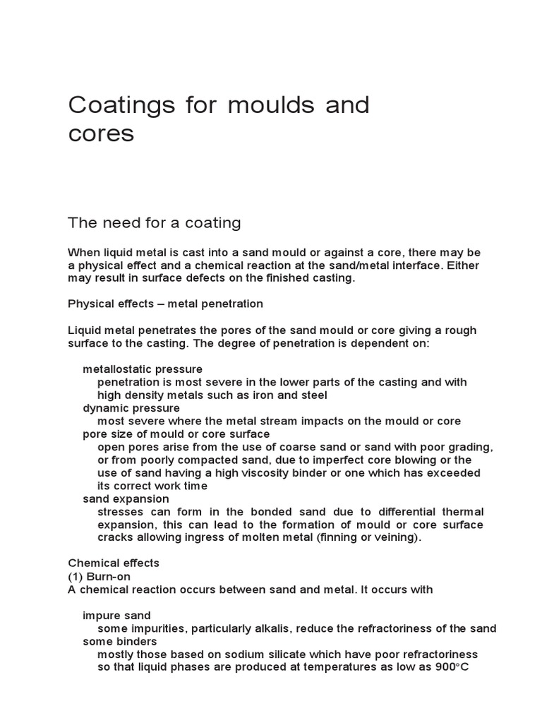 Blacking Mould Coat Refractory | PDF | Casting (Metalworking) | Sand