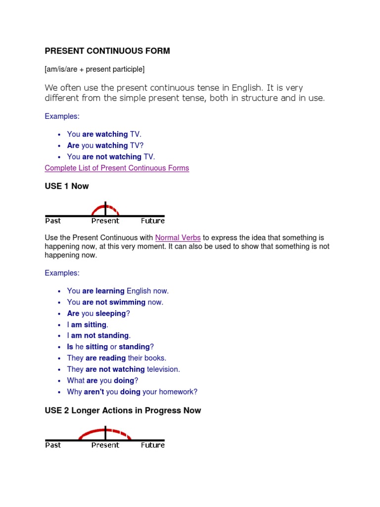 Present Continuous Form Lesson | PDF | Grammatical Tense | Verb